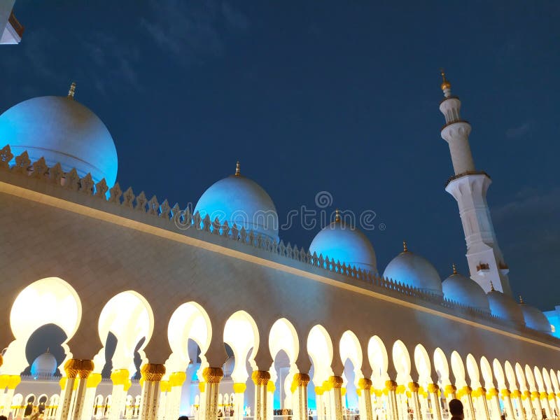 Grand Mosque Light outside stock photo. Image of evening - 186800364