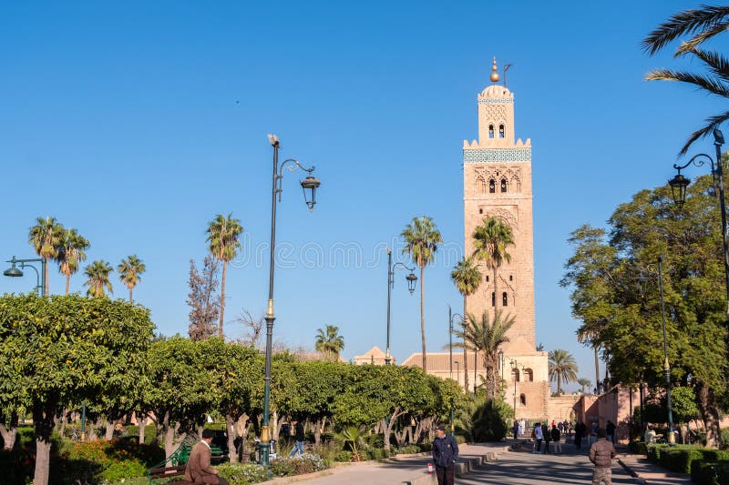 Grand Mosque in the Middle of a Palm Garden with Clear Sky in the ...