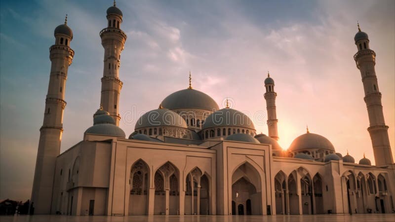 Grand Mosque Sunset stock video. Video of building, multiple - 347229371