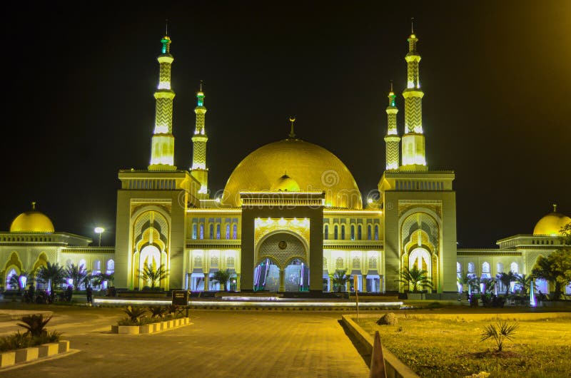 Grand mosque at night stock photo. Image of building - 269759358