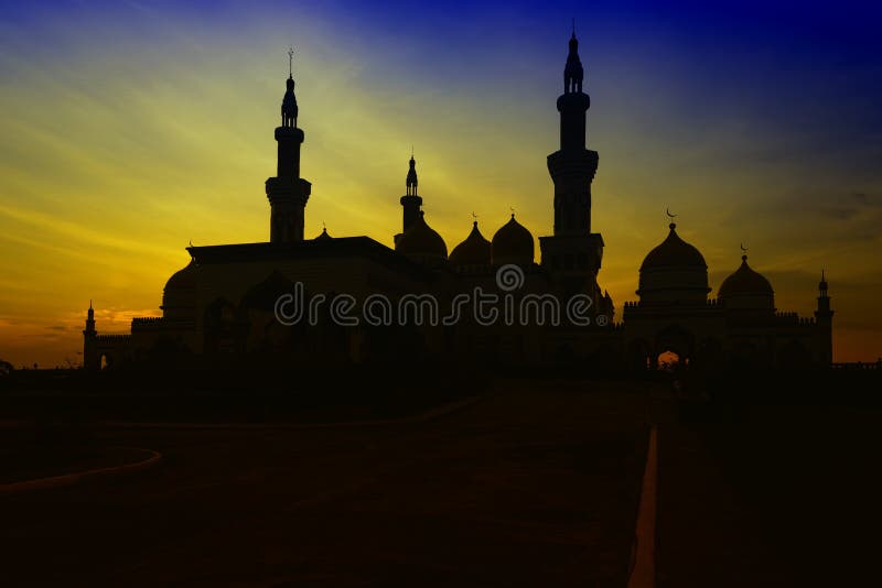 Grand Mosque Sunset stock photo. Image of east, arched - 44418728