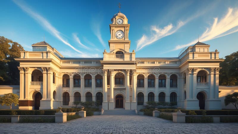 A Grand, Neoclassical Building with a Symmetrical Facade, Featuring a ...