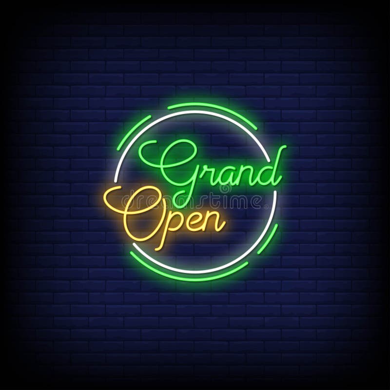 Grand Open Neon Signs Style Text Vector Stock Vector - Illustration of ...