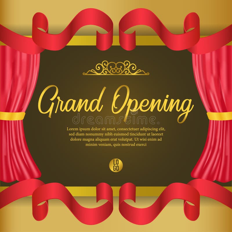 Grand Opening Luxury Party Celebration with Red Ribbon and Curtain ...