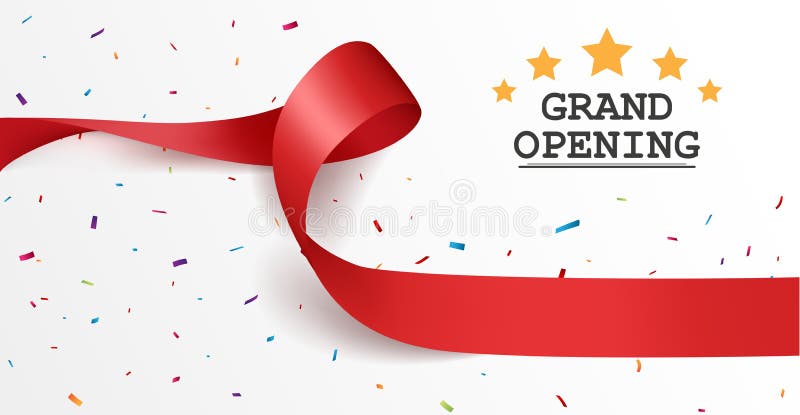 Grand Opening Background with Red Ribbon Stock Vector - Illustration of ...
