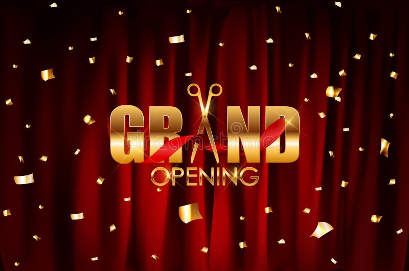 Grand Opening Card with Ribbon Background. Vector Illustration Stock ...