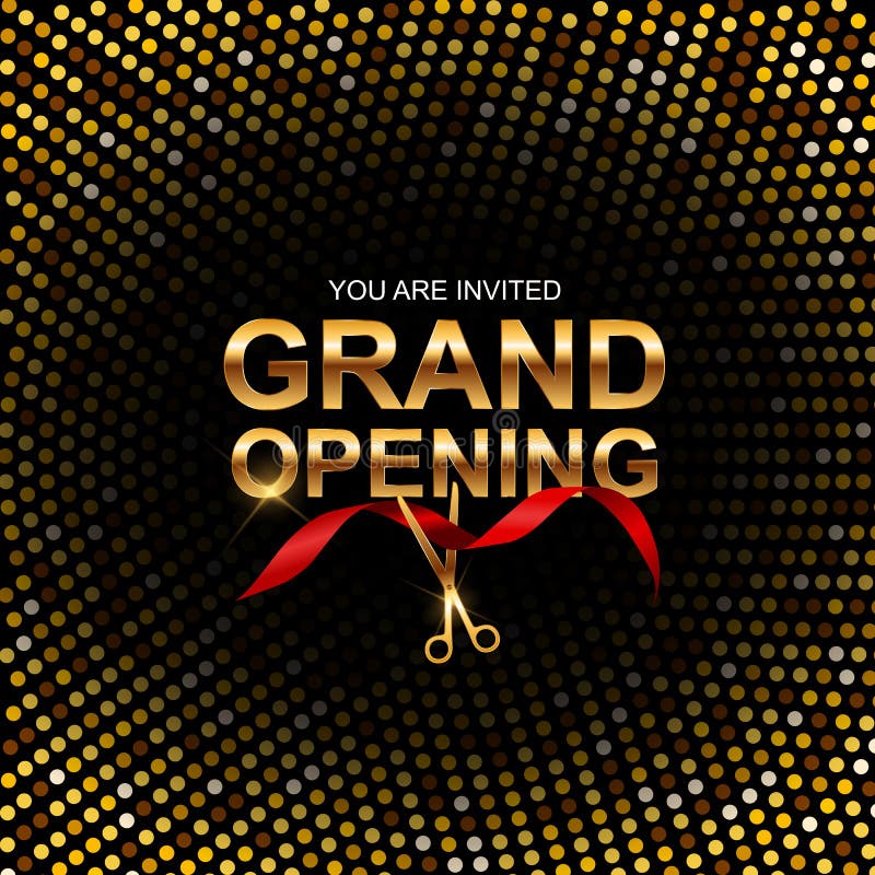 Grand Opening Card with Ribbon Background. Vector Illustration Stock ...