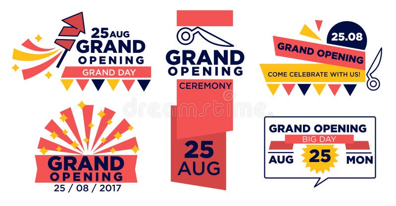 Grand Opening Ceremony Isolated Icons, Scissors and Ribbon Stock Vector ...