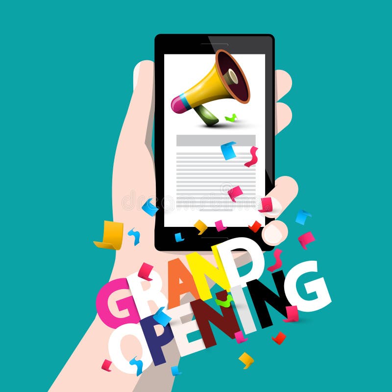 Grand Opening Concept with Phone Stock Vector - Illustration of ...