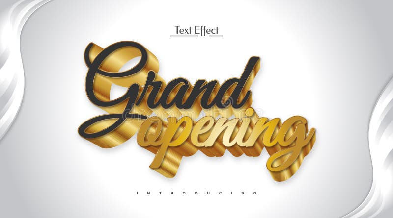 Grand Opening Editable Text Effect in Black and Gold Stock Vector ...