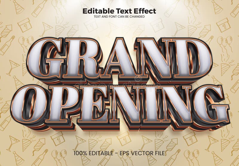 Grand Opening Editable Text Effect in Modern Trend Style Stock Vector ...