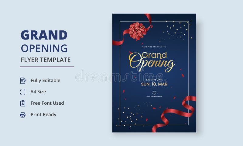 Grand Opening Flyer Template, Realistic Grand Opening Invitation ...