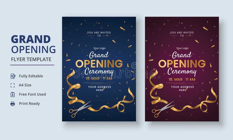 Grand Opening Flyer Template, Realistic Grand Opening Invitation ...