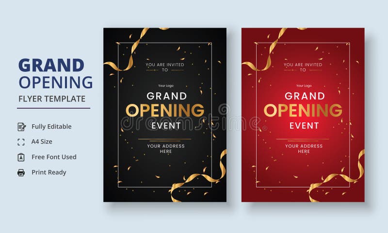 Grand Opening Flyer Template, Realistic Grand Opening Invitation, Inauguration Flyer Template ...