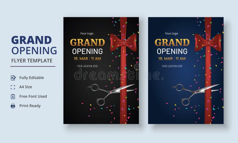 Grand Opening Flyer Template, Realistic Grand Opening Invitation ...