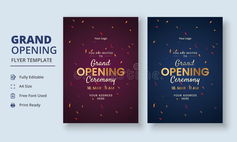Grand Opening Flyer Template, Realistic Grand Opening Invitation ...