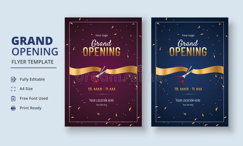Grand Opening Flyer Template, Realistic Grand Opening Invitation ...