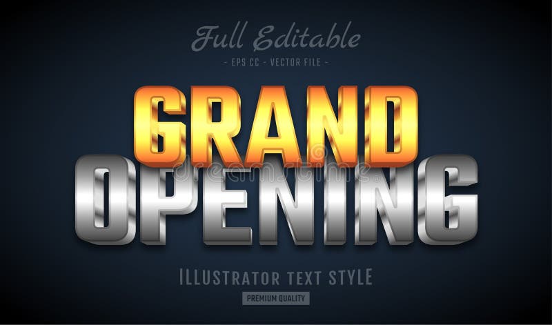 Grand Opening Gold Silver 3d Text Effect Premium Stock Vector ...