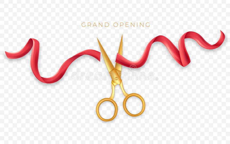 Golden Scissors Cut the Red Ribbon Stock Vector - Illustration of ...