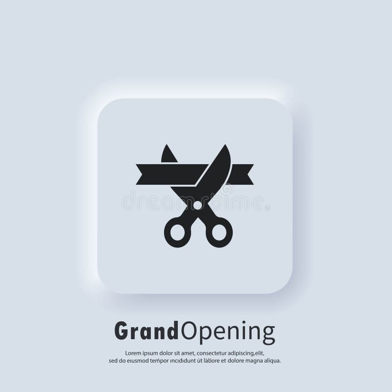 Grand Opening Icon. Scissors Cutting Ribbon. Vector. UI Icon. Opening ...