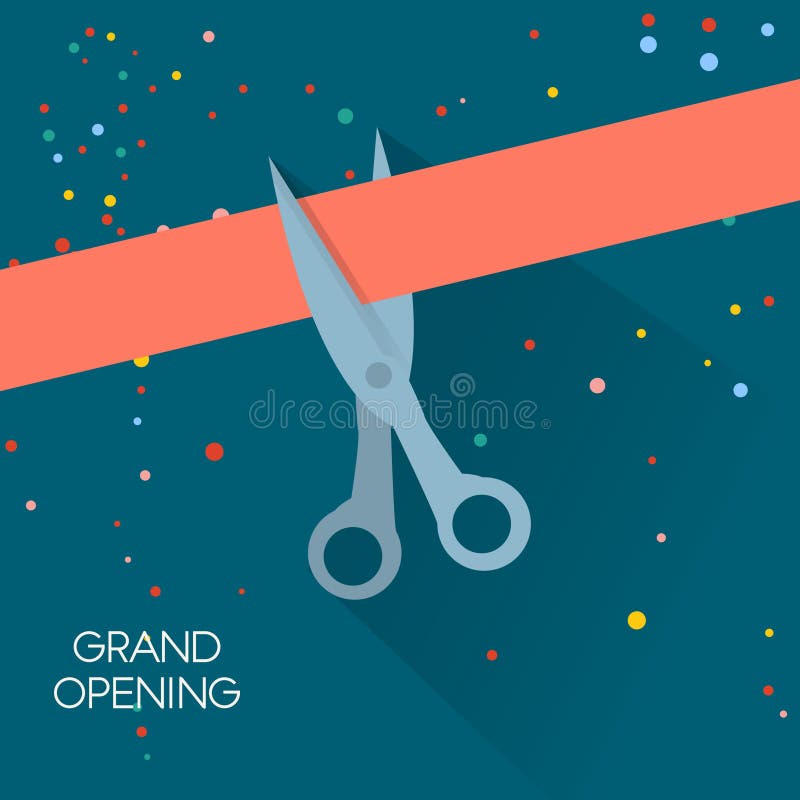 Grand Opening Illustration with Red Ribbon Stock Illustration ...