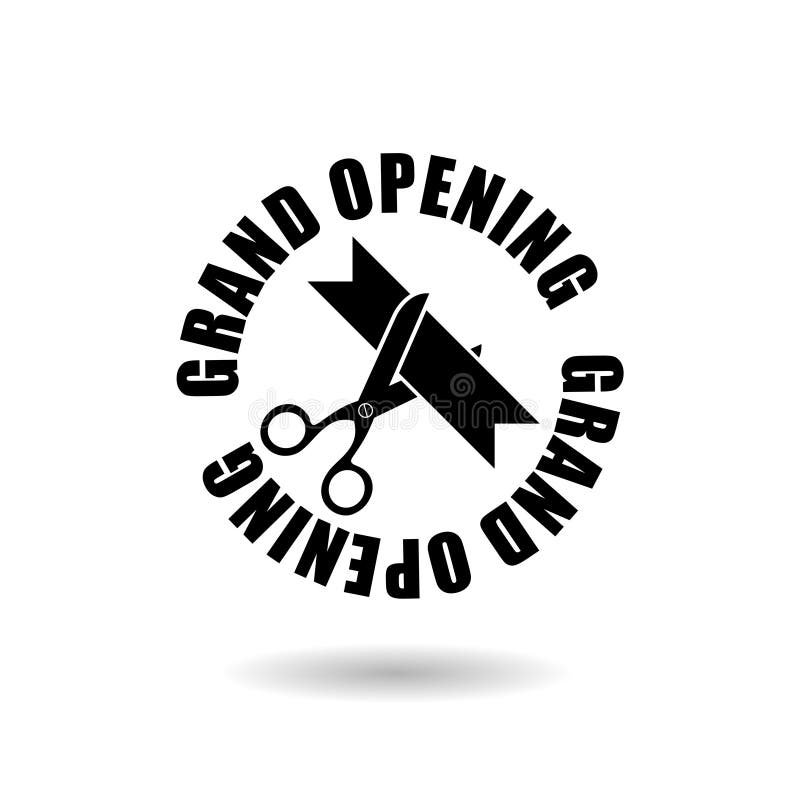 Grand Opening Logo with Shadow Stock Vector - Illustration of pictogram ...