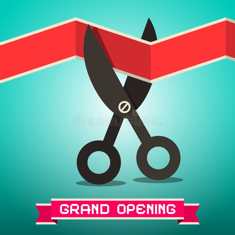 Grand Opening Retro Vector stock vector. Illustration of ribbon - 67695821