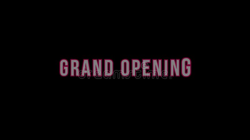 Grand Opening Text Display with Pink Outline on a Black Background ...