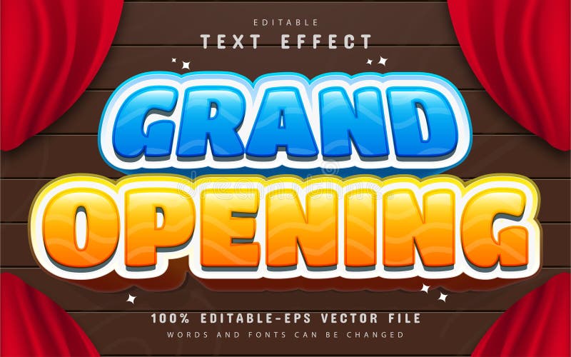 Grand Opening Text Effect Cartoon Style Stock Vector - Illustration of ...