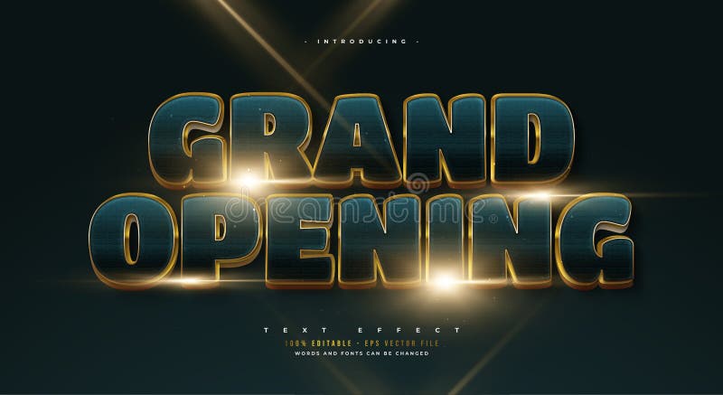 Grand Opening Text Style in Luxury Blue and Gold with Texture Effect ... Grand Opening Text Style in Luxury Blue and Gold with Texture Effect ...