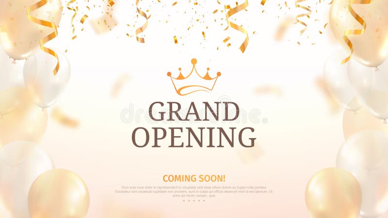 Grand Opening Vector Banner. Celebration of Open Coming Soon Light ...
