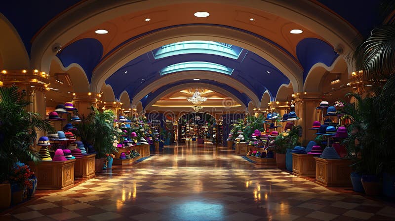 Grand, Opulent Hat Shop Interior Stock Illustration - Illustration of ...