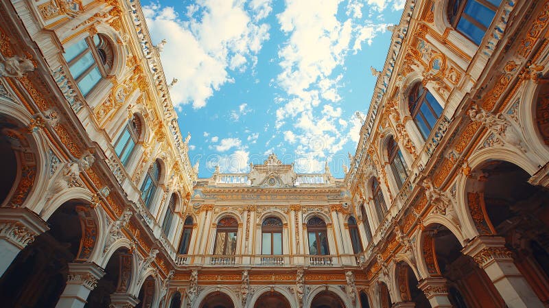 Classical Architecture Looks Up at the Sky Stock Illustration ...