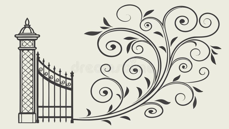 Grand Ornate Gate with Intricate Scrollwork, an Elegant Architectural ...
