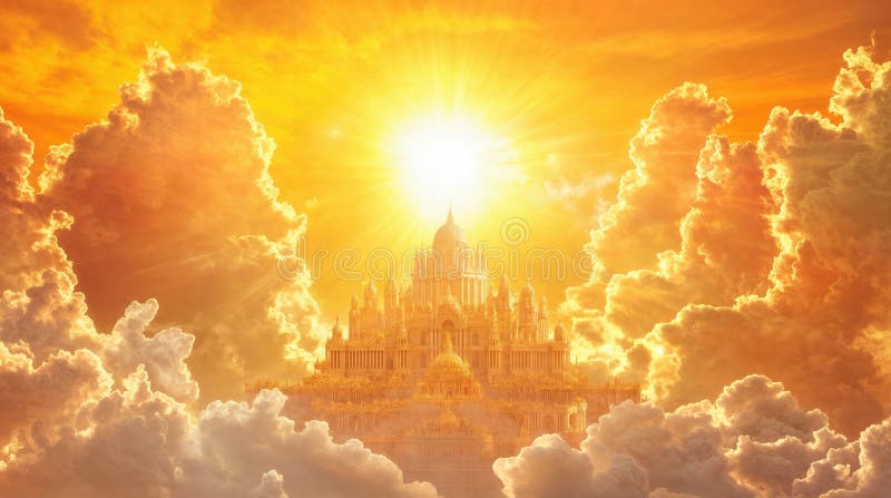 A Grand, Ornate Palace or Temple Structure Situated among the Clouds ...