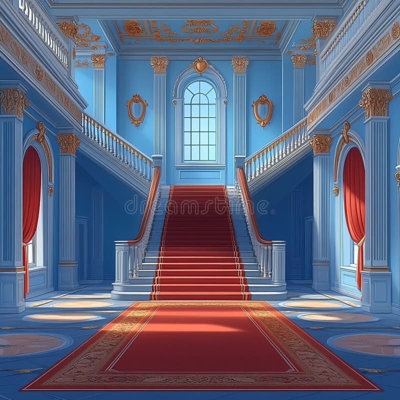 Grand Palace Interior with Double Staircase Stock Illustration ...