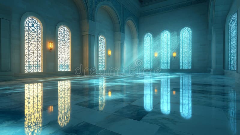 Grand Palace Interior with Light Reflections Stock Illustration ...