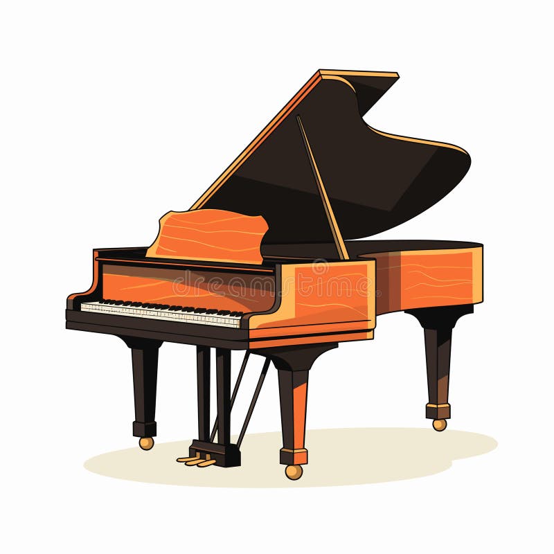 Vector Illustration of a Grand Piano in Cartoon Style Stock ...