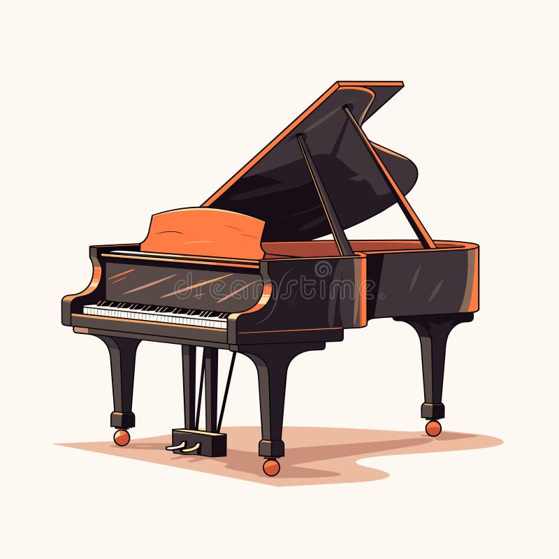Vector Illustration of a Grand Piano in Cartoon Style Stock Vector ...