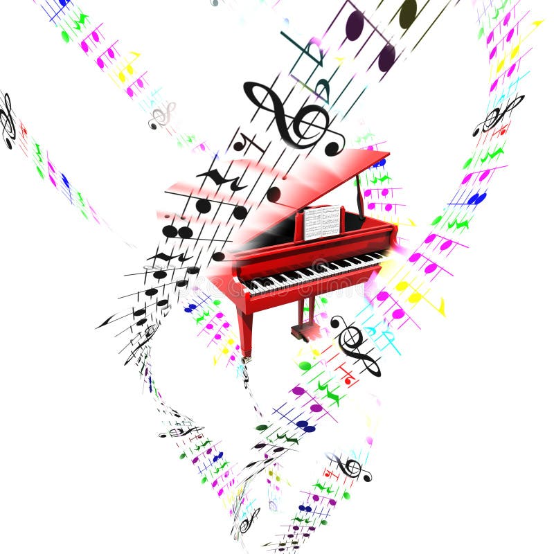 Grand Piano with Colored Flying Partition. Aerial Concept. Stock ...