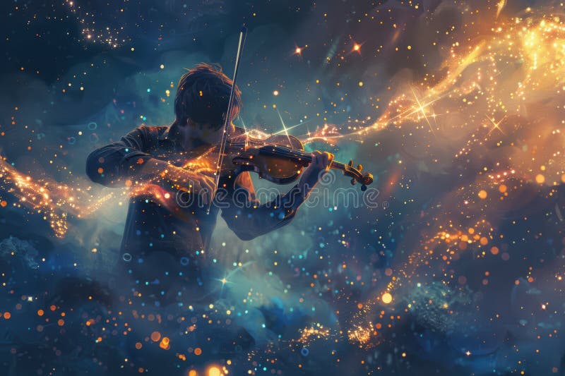 Grand Piano and Glowing Music Notes Sparkling in an Elegant Classical ...