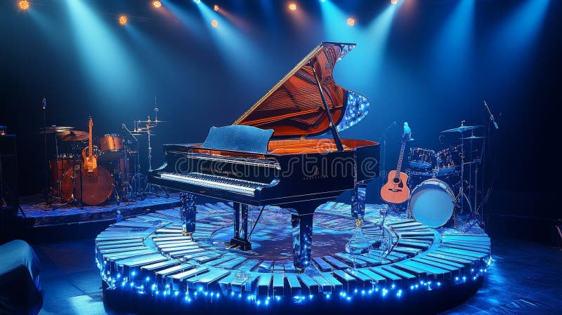 Grand Piano Illuminated Stage Musical Instruments Stock Photos - Free ...