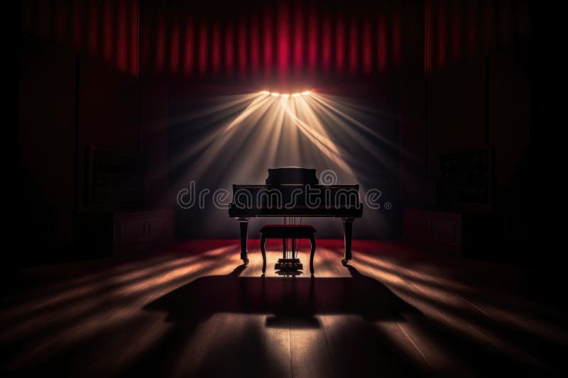 Grand Piano Keys with a Single Dramatic Spotlight Stock Illustration ...