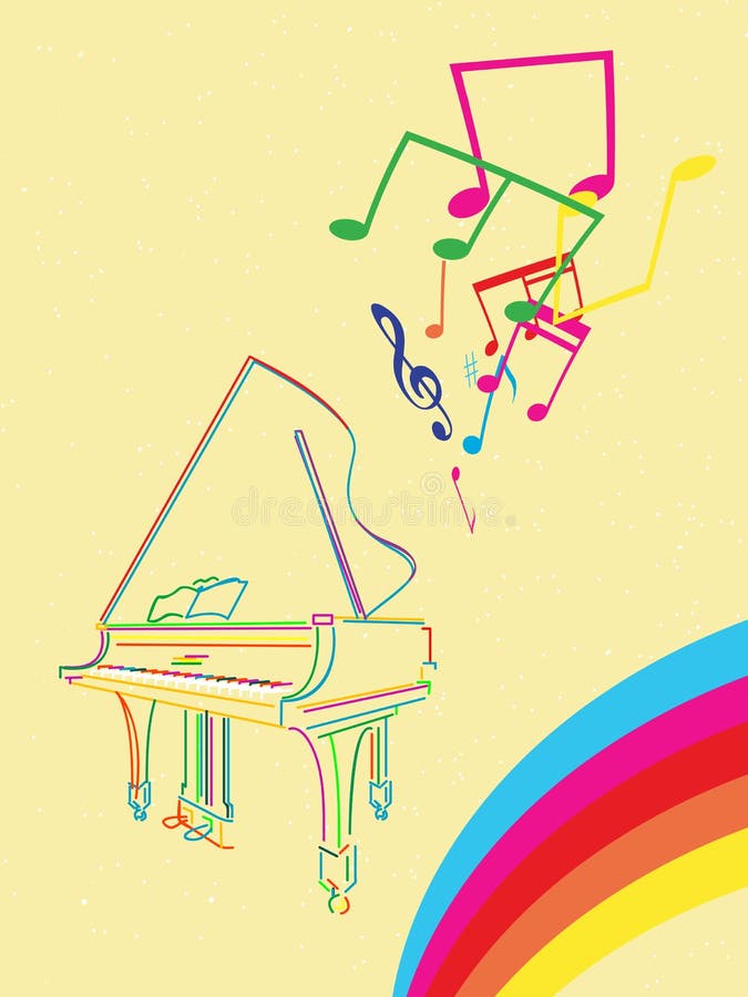 Grand Piano with Musical Notes Stock Vector - Illustration of abstract ...