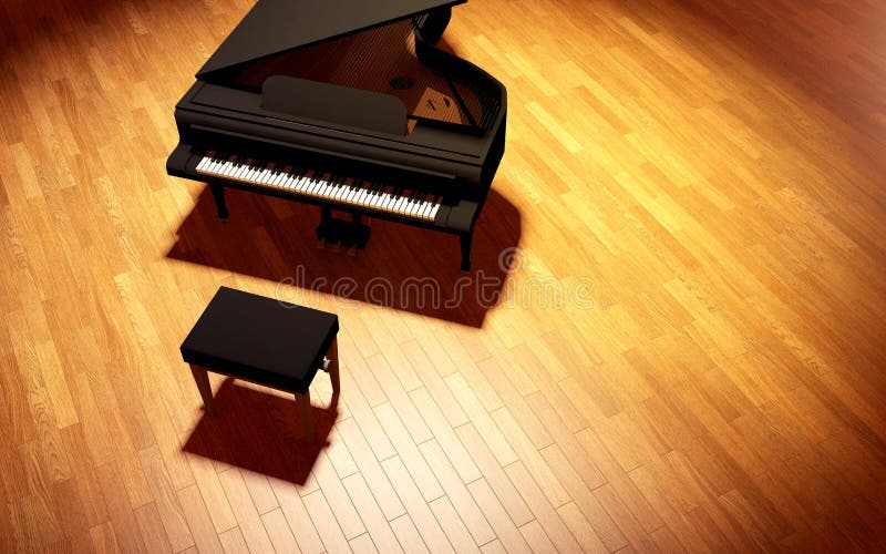 Grand Piano on the Stage of Concert Hall Stock Photo - Image of bench ...