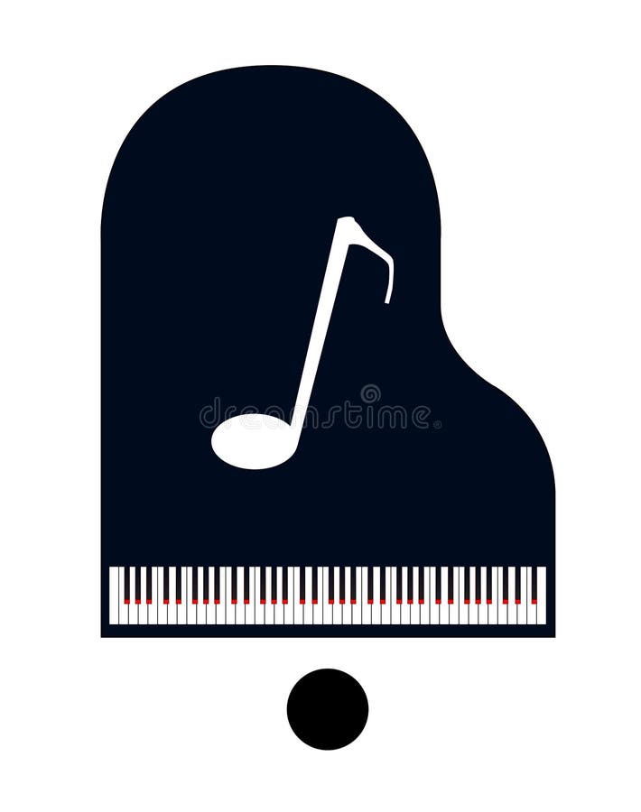 Grand Piano with Stool and Musical Note Stock Vector - Illustration of ...