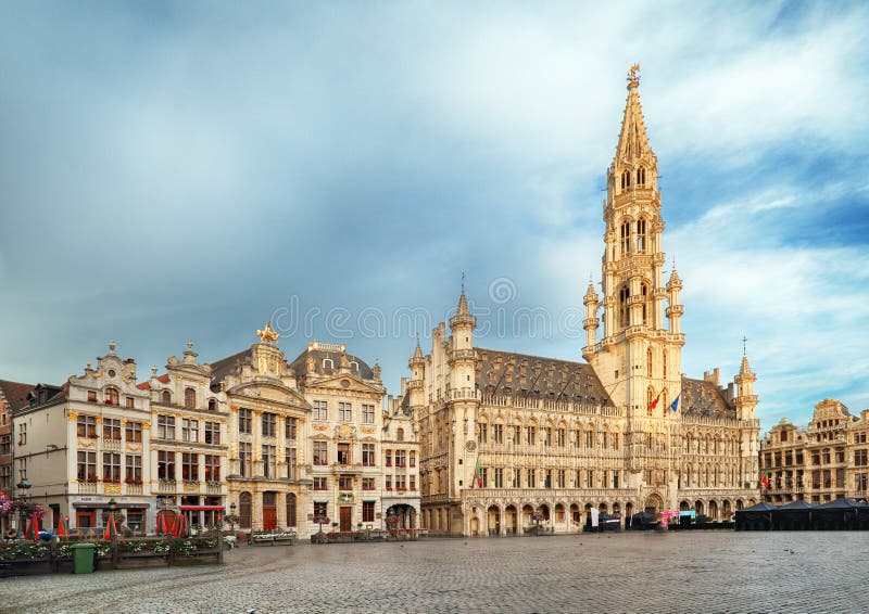 Grand Place in Brussels, Belgium Stock Photo - Image of people, hall ...