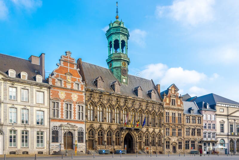 At the Grand Place in Mons - Belgium Stock Image - Image of mons ...