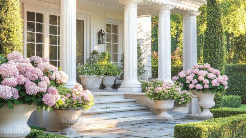 A Grand Porch with Lush Greenery: the Epitome of Elegance in a Single ...