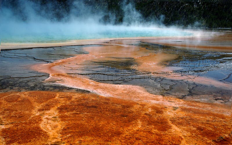 Grand Prismatic Hot Spring Mud Flats Stock Image - Image of spring ...